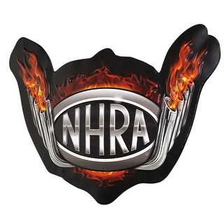 NHRA Flames Logo Embossed Shaped Metal Wall Sign - 16.5" x 10" - Bed ...