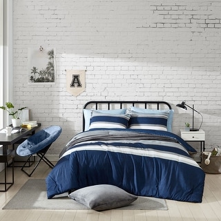 Nautica Heathered Block Reversible Grey Comforter Set - Bed Bath ...