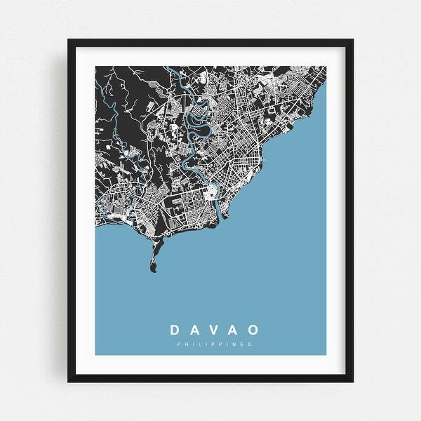 Davao City Davao Region Philippines Maps Black White Art Print/Poster ...