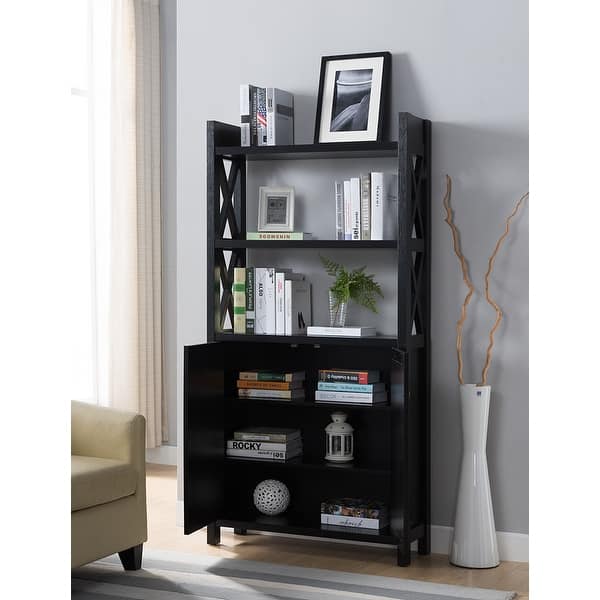 Black bookcase 2 door cabinet with three interior shelves for Office ...