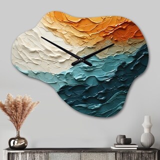 Teal Orange Ocean Coastal Essence Collage - Ocean Wall Clocks in Cloud ...