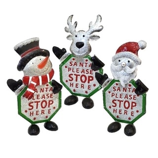Set of 3 Galvanized Iron Christmas Crossing Guard Sign Decorations ...