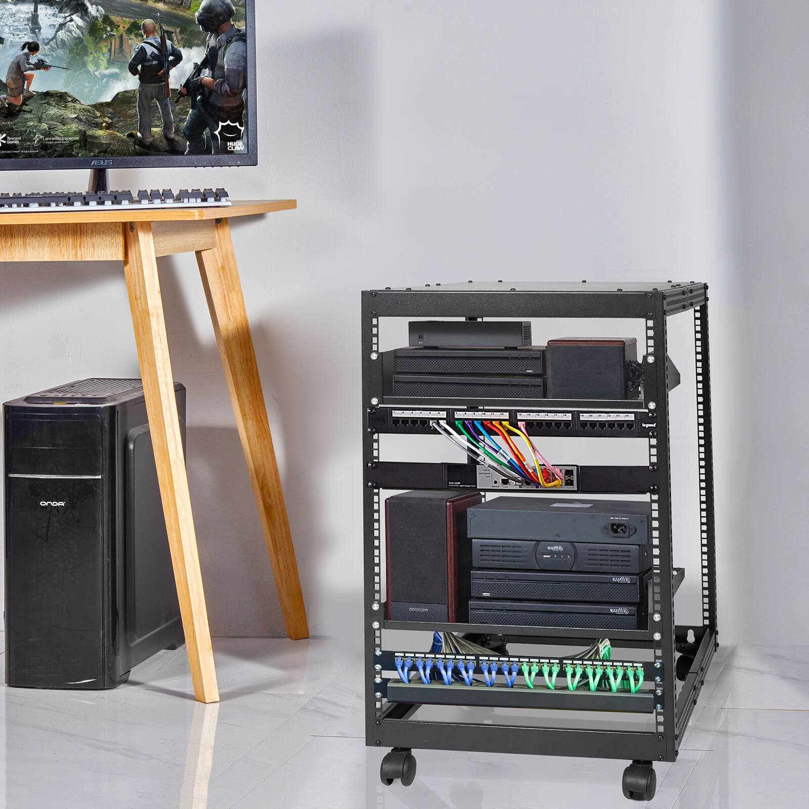 VEVOR 4 Post Open Frame Server Rack Network Enclosure 23''-40 ...