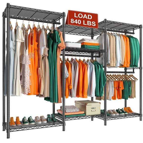 Heavy Duty Load 840lbs Clothing Rack Adjustable Clothing Racks Metal ...