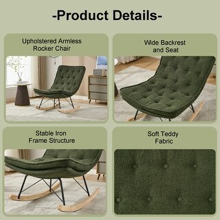 Upholstered Armless Rocker Chair for Living room, Balcony,Bedroom and ...