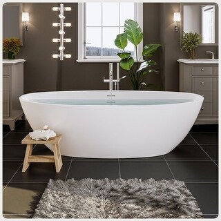 Eviva Mirage 65 Inch Solid Surface Freestanding Bathtub in Matte White ...
