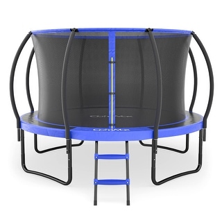 12FT Trampoline with Enclosure 【Curved Poles Reinforced Type ...