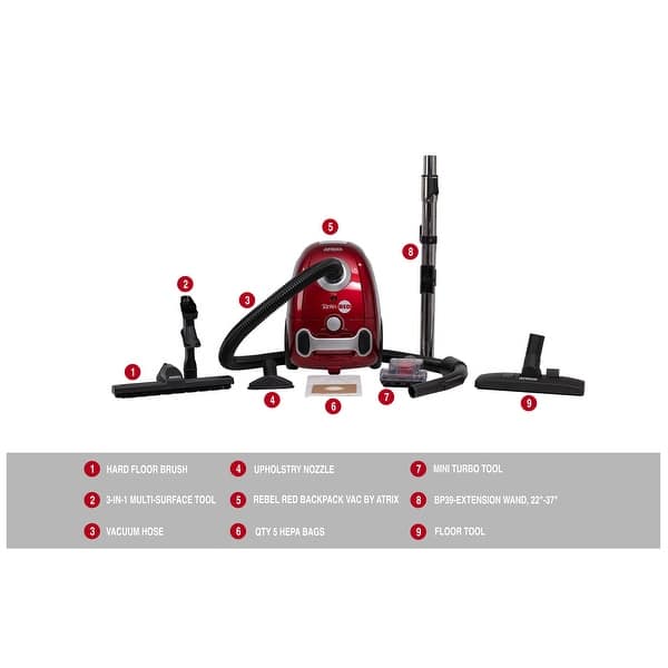 Atrix RBR2CV Rebel Red Vacuum with HEPA Filtration - Bed Bath & Beyond ...
