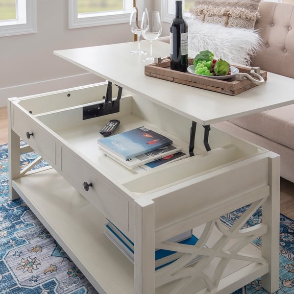 Willow Antique White Lift Top Coffee Table - Bed Bath & Beyond - 37417282
