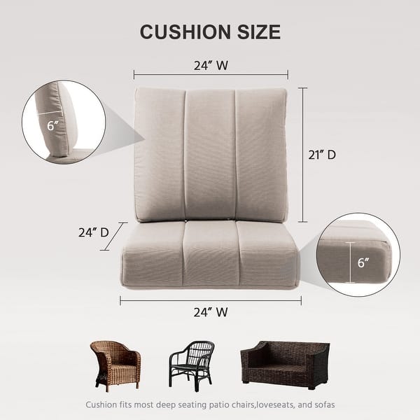 Gymojoy 24"x24"x6" Patio Thick Cushions & Pillows Set - Channel-Tufted ...