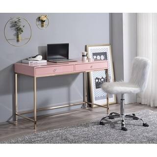 High Gloss Finish Pink Writing Desk With 2 Drawers - Bed Bath & Beyond ...