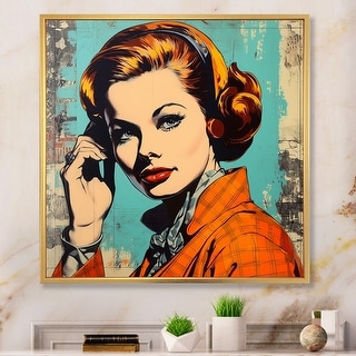 Designart "1950S Pop Art Woman Portrait I" Celebrity Framed Canvas Art ...