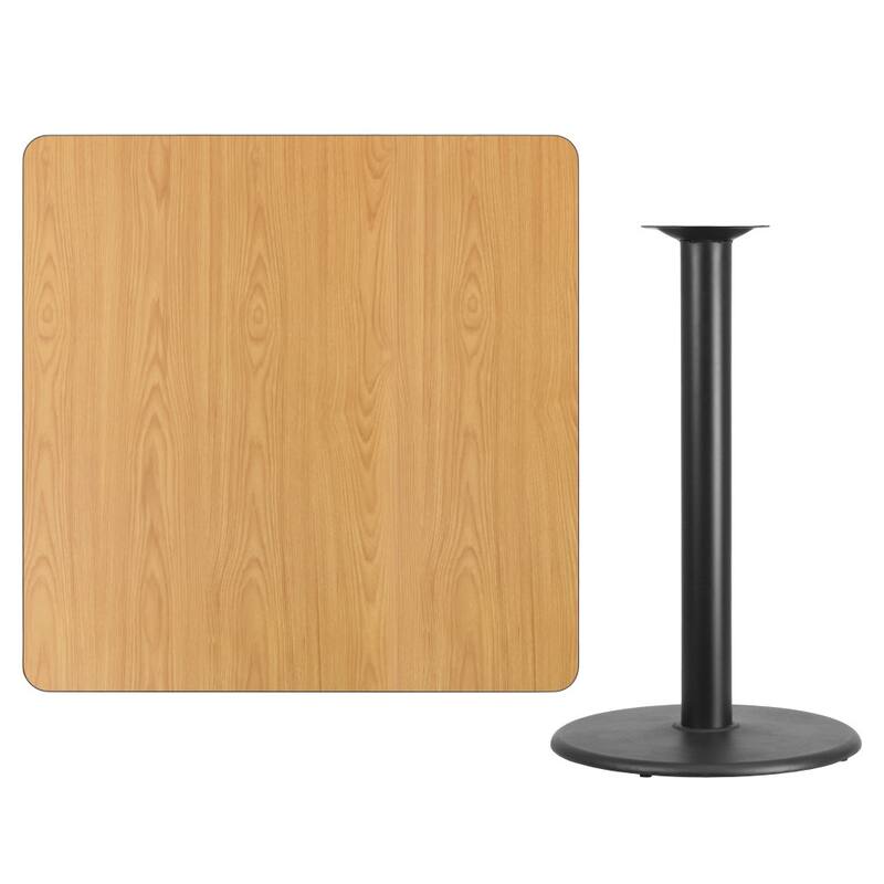42'' Square Laminate Table Top with 24'' Round Bar Height Table Base ...