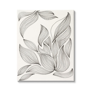 Stupell Curved Stripes Pattern Botanical Design Stretched Canvas Wall ...