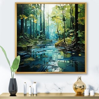 Designart "Drip Natures Pulse River II" Landscapes Framed Wall Decor ...