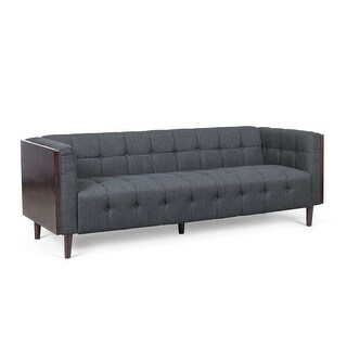 Contemporary Style Rubber Wood Frame Fabric Upholstered Sofa Couch ...
