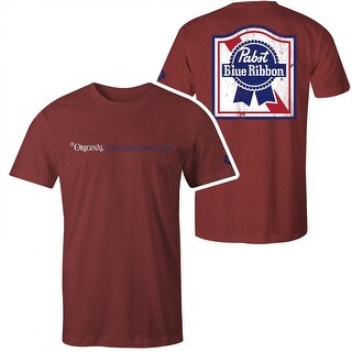 Pabst Blue Ribbon Logo Crimson Colorway Front And Back Print TShirt ...