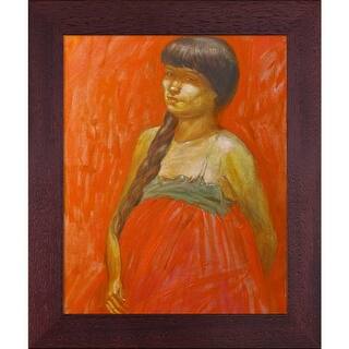 ArtistBe Lady in Red Waiting with Open Grain Mahogany, 10.5" x 12.5 ...