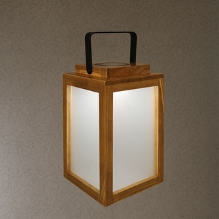 CraftHome Farmhouse LED Solar Lantern with Wood Farm and Frosted Glass ...