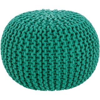 20" x 14" Hermosa Peppermint Green H Crafted Cotton Round Pouf Ottoman ...