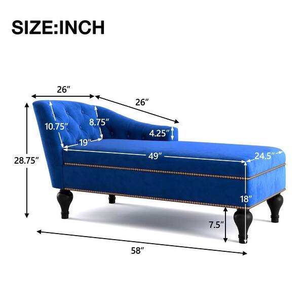 Chaise Lounge Indoor Chair Tufted Fabric Long Lounger Sleeper Lounge ...