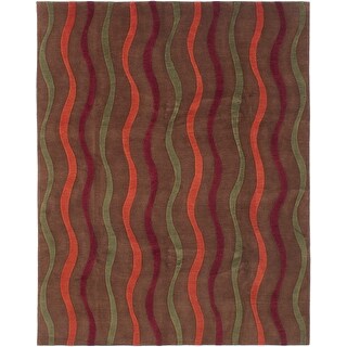 ECARPETGALLERY Hand-knotted Karma Dark Brown Wool Rug - 7'9 x 9'9 - Bed ...