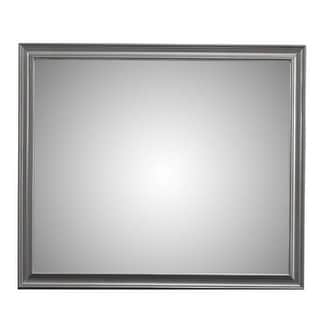 Transitional Style Rectangular Molded Mirror with Wooden Frame, Gray ...
