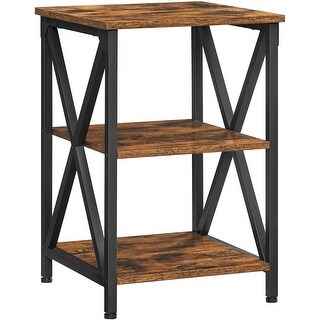 Nightstand with Storage and X-Shaped Steel Frame - Bed Bath & Beyond ...