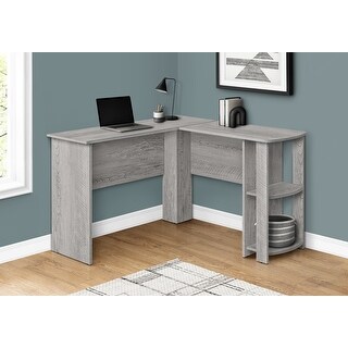 L-Shaped Corner Computer Desk with Storage Shelves, Open Cubbies, and ...