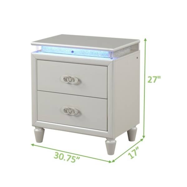 LED Night Stand Made with Wood in Milky White - Bed Bath & Beyond ...