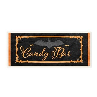 Stupell Spooky Candy Bar Sign Halloween Bat Orange Black Wood Wall Art ...