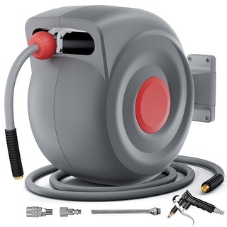 Retractable Air Hose Reel, 3/8 In Auto Rewind Air Hose Reel with Air ...