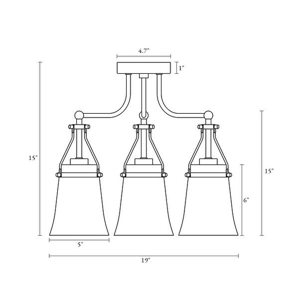 Haye Modern Gold 3-Light Semi-Flush Mount Glass Ceiling Lights ...