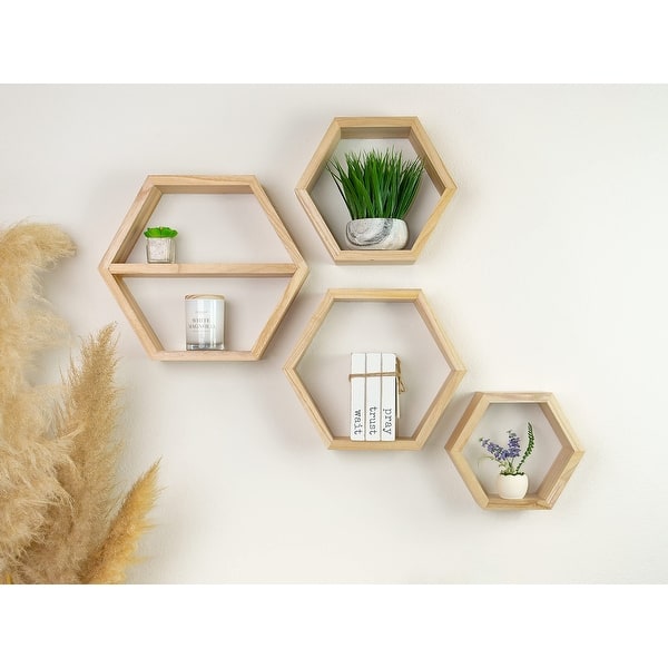 Extra Large Hexagon Floating Shelves - Set of 4 - Honeycomb Shelves ...
