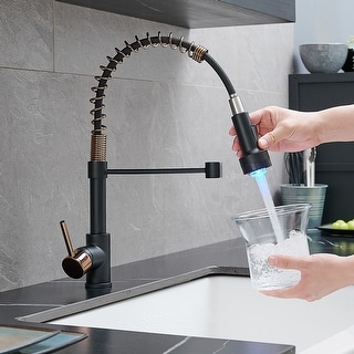 LED Commercial Kitchen Faucet with Pull Down Sprayer, Single Handle ...
