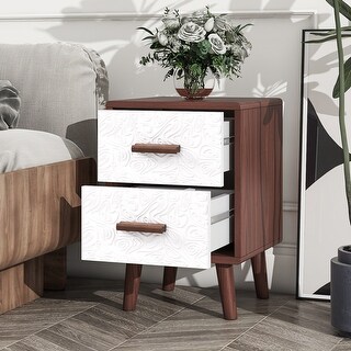Square End Table with 2 Drawers and Embossed Patterns - Bed Bath ...