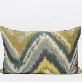 G Home Collection Luxury Green And Blue Big Chevron Pattern Jacquard ...