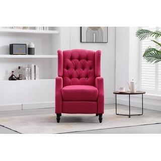 Rose Red Linen Upholstered Accent Chair Arm Chairs Adjustable Back ...