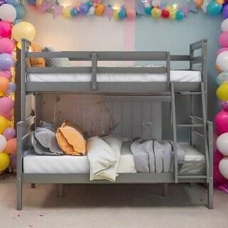Twin over Full Bunk Bed with ladder,Convertible To 2 Separated Beds ...