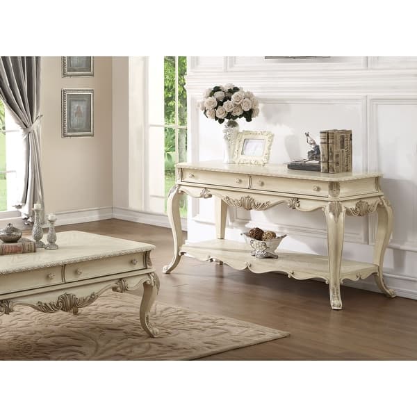 Acme Ragenardus Victorian Sofa Table in Antique White - Bed Bath ...