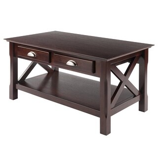 Wood Xola X Panel Coffee Table with Drawers, Cappuccino - as picture ...