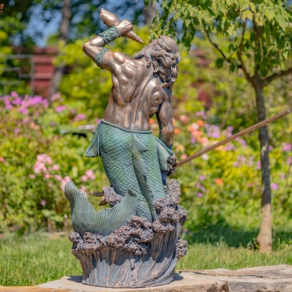 52 Inch Tall Magnesium Merman Garden Statue "Peter" - Bed Bath & Beyond ...