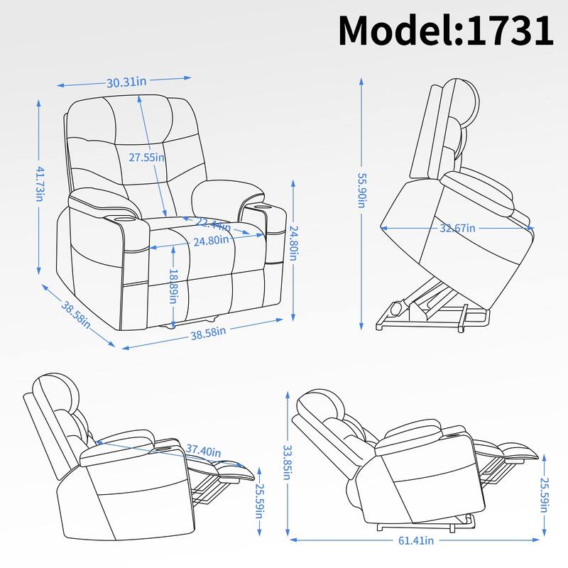 Lazy Boy Power Lift Recliner Chair, Rocker Chair with Heat and ...