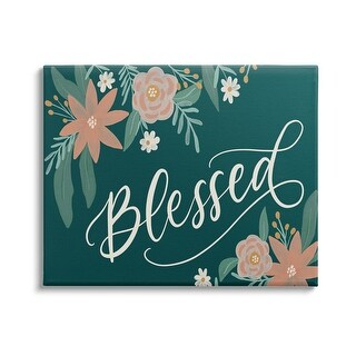 Stupell Blessed Floral Green Blossoms Canvas Wall Art by Amanda Houston ...