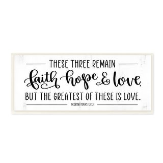 Stupell Three Remain Faith Hope Love Phrase 1 Corinthians 13:13 Wood ...