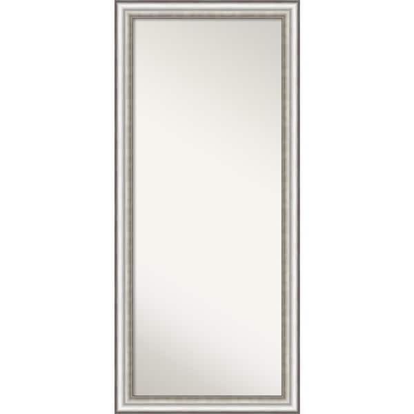 Non-Beveled Wood Full Length Floor Leaner Mirror - Salon Silver Frame ...