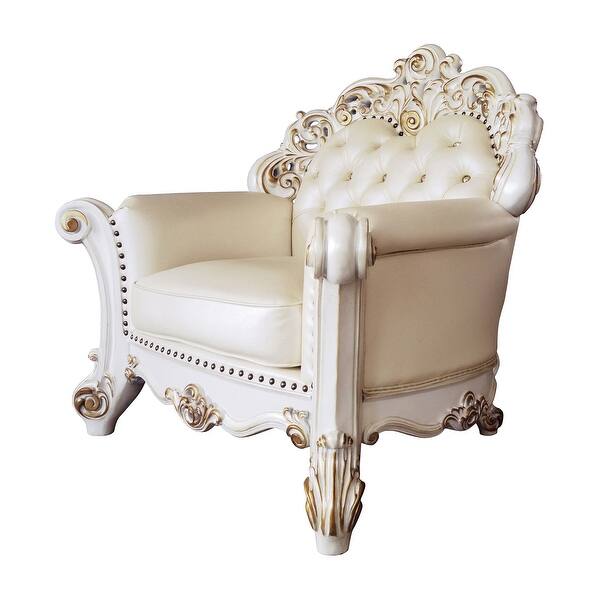 ACME Vendome Chair with Pillow in Champagne and Antique Pearl - Bed ...
