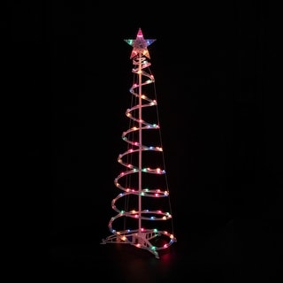 4ft Lighted Spiral Christmas Tree with Star Tree Topper, Multi Lights ...