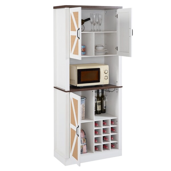 76 Inch Tall Faux Rattan Wine Cabinet Square Compartments Shelves Storage On Sale Bed Bath Beyond 40960162