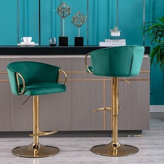 2 Pcs Ergonomics Adjustable Swivel Bar Chairs Velvet Dining Chair - Bed ...